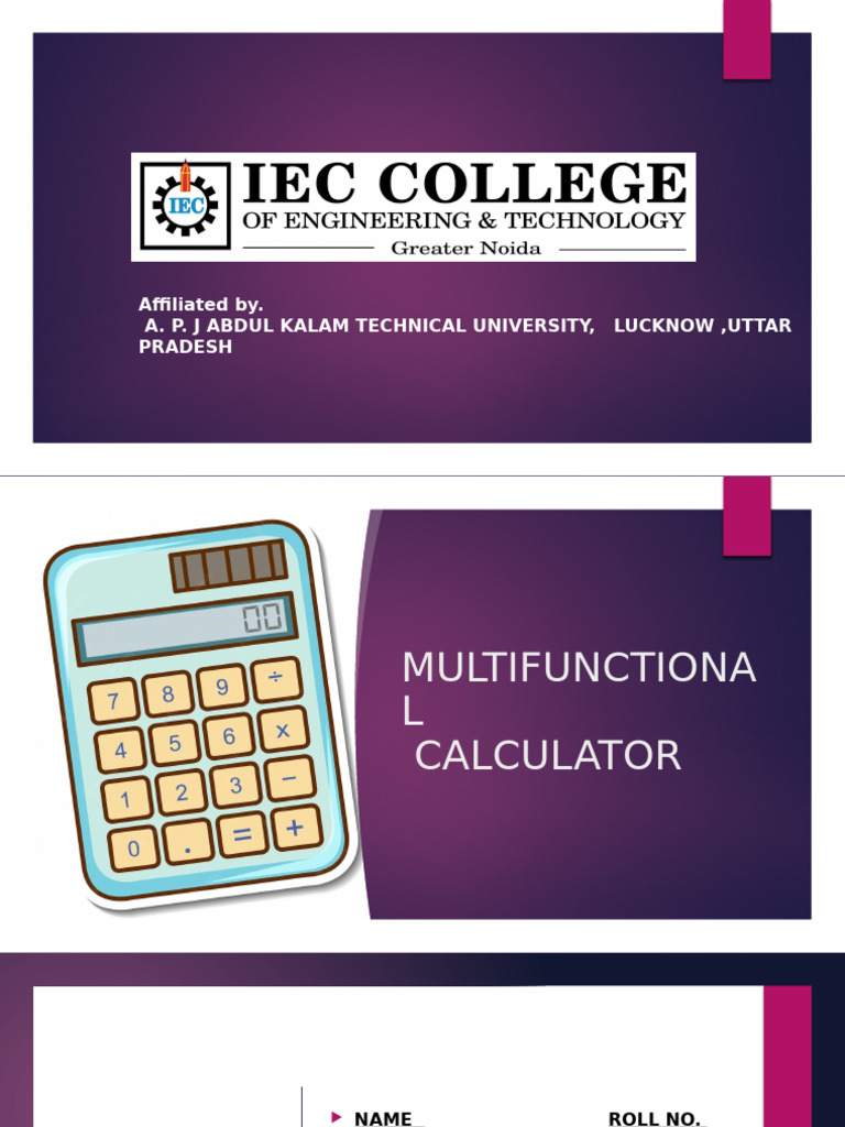 Presentation mini project (1) | PDF | Calculator | C (Programming Language)