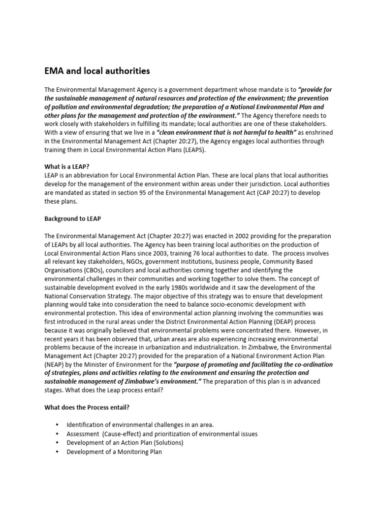 Local Environmental Action Plans Explained | PDF | Environmentalism ...