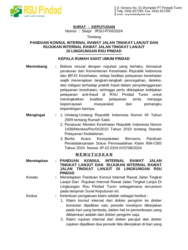 Panduan Konsul & Rujuk Internal | PDF