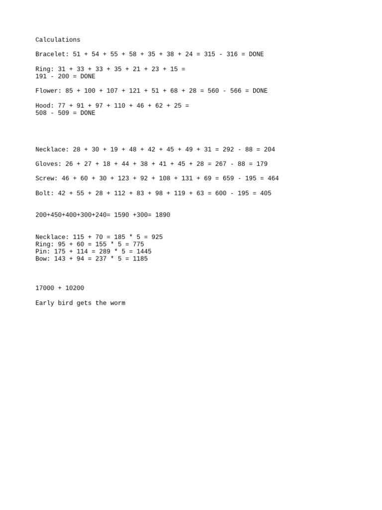 Calculations | PDF
