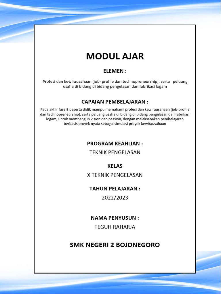MODUL AJAR 3 Pengelasan | PDF