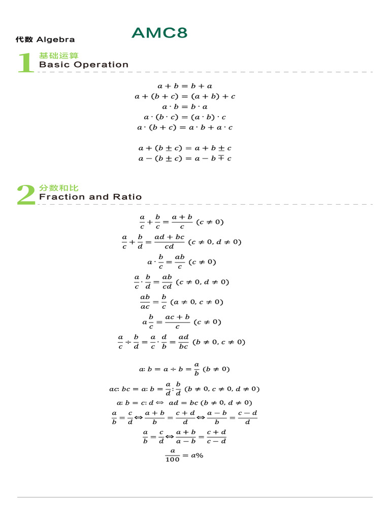 AMC8必备公式表 | PDF