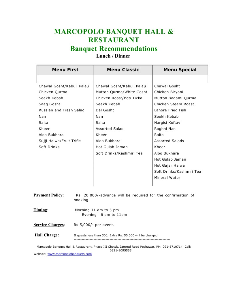Pakistani Menu | PDF