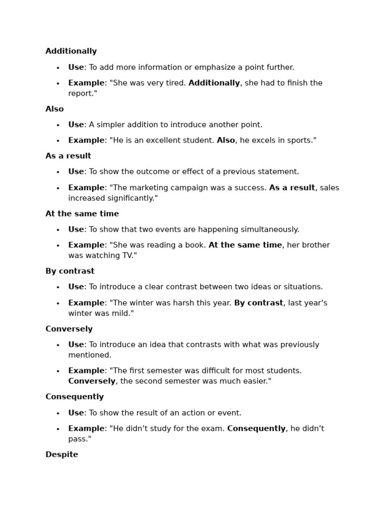 SAT Reading and Writing Transition Words | PDF