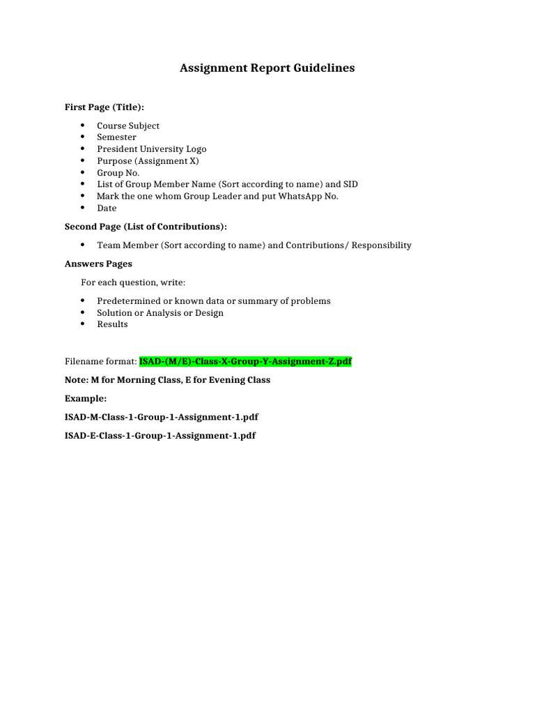 00.ISAD Assignments Guideline | PDF