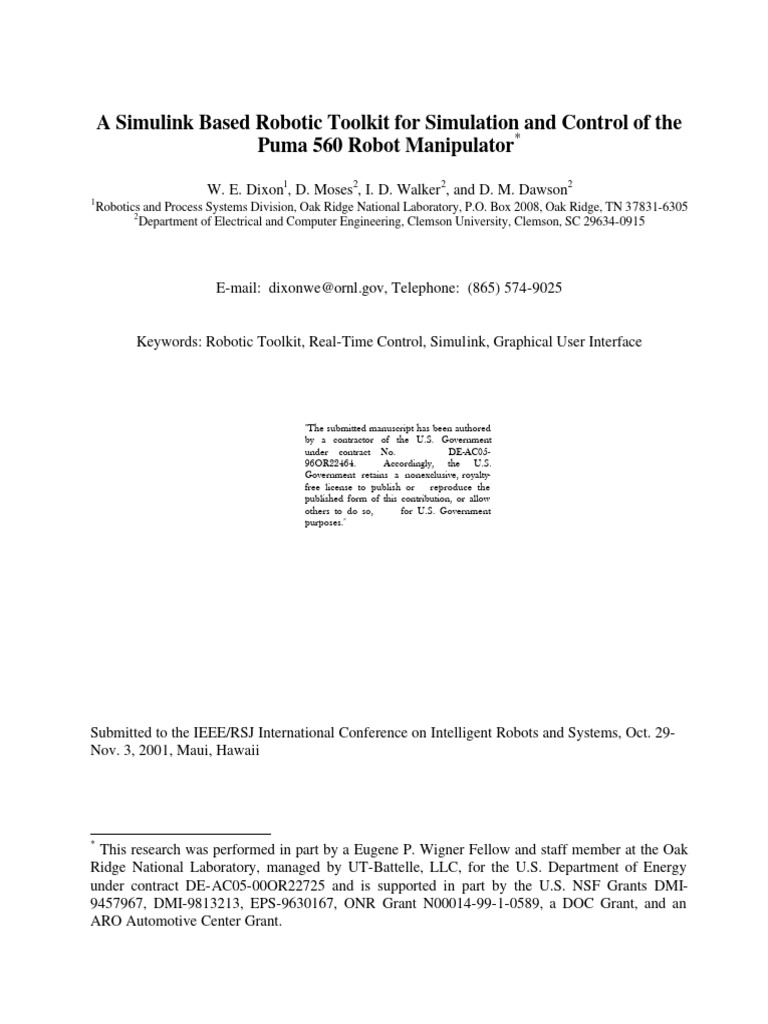 A Simulink Based Robotic Toolkit For Sim | PDF | Kinematics | Matlab