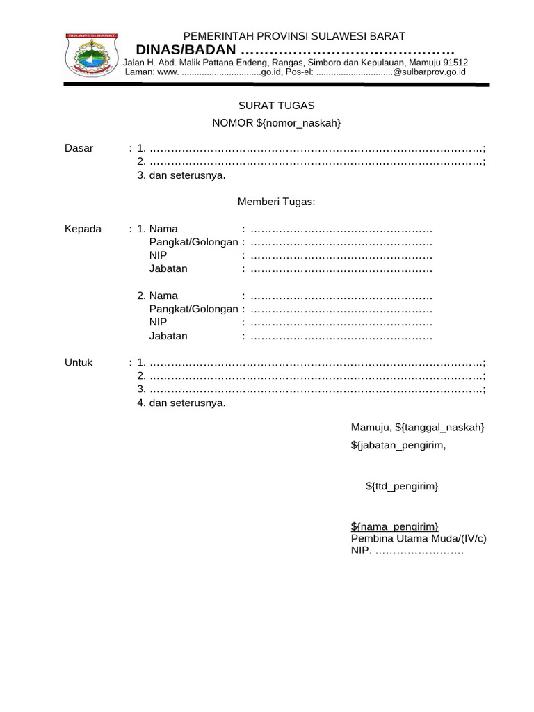 20240316023113template Surat Tugas Opd | PDF