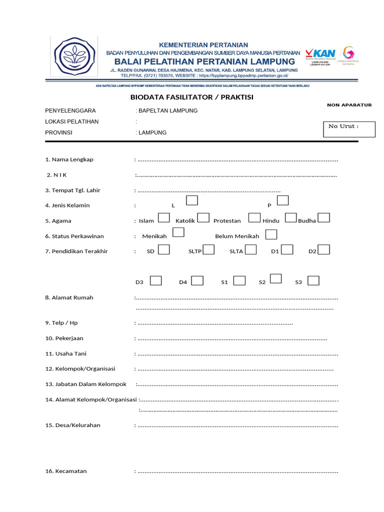 M.PP.01 Biodata Praktisi | PDF