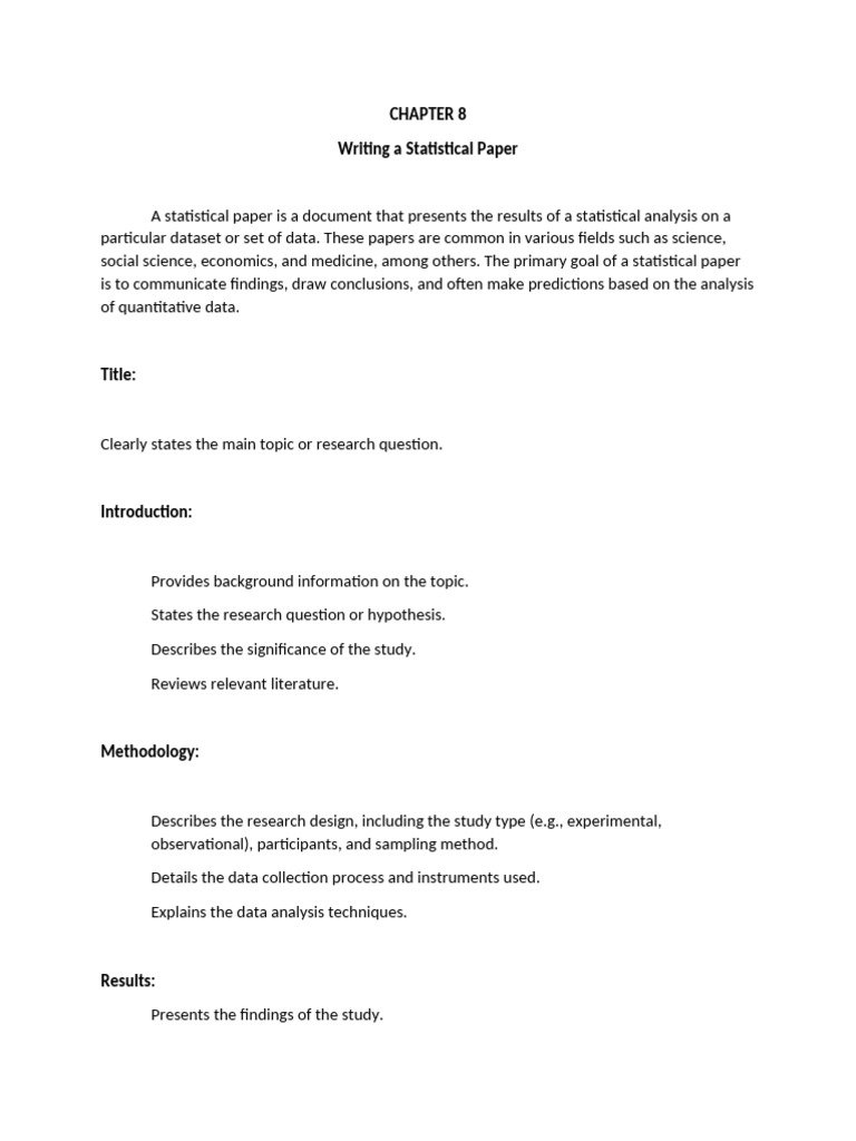 CHAPTER 8 Writing A Statistical Paper | PDF