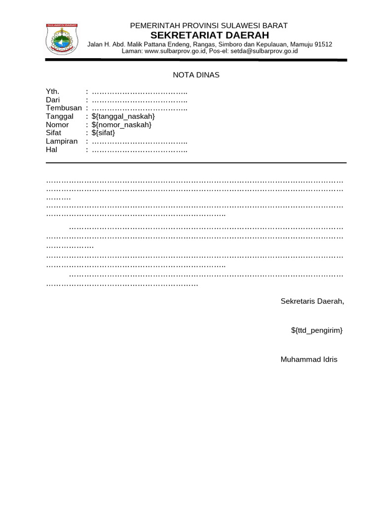 20240316024004template Nota Dinas Sekda | PDF