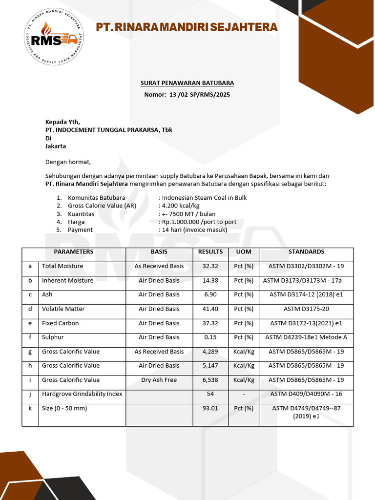 Penawaran Batu Bara 24022025 | PDF