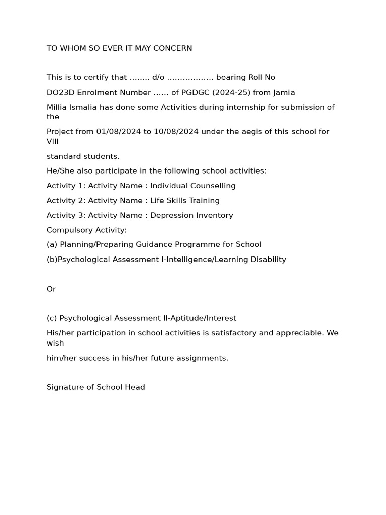 HoD Certificate | PDF