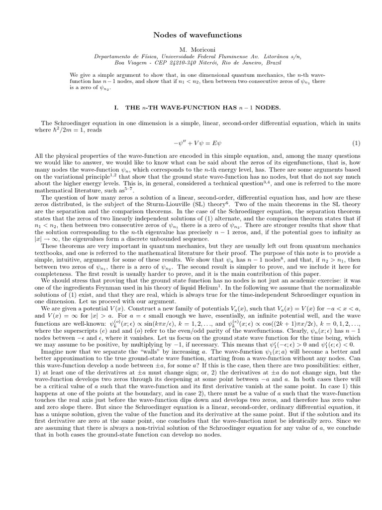 Nodes in Quantum Wavefunctions | PDF | Wave Function | Physics