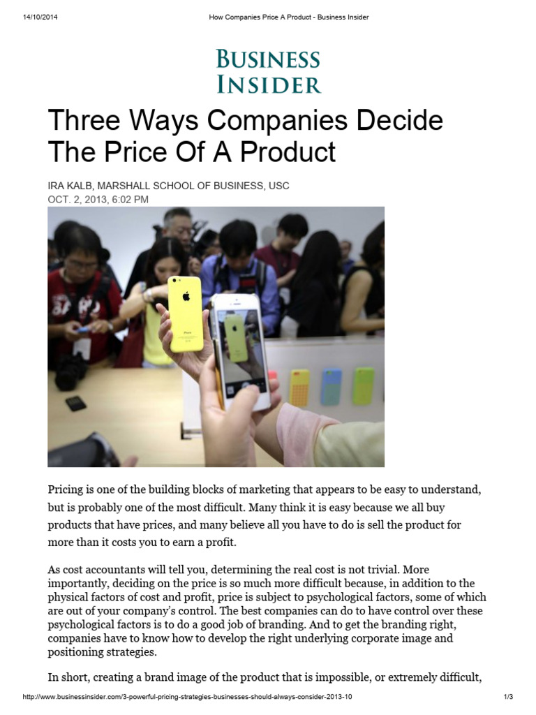 How Companies Price A Product - Business Insider | PDF | Gross Margin ...