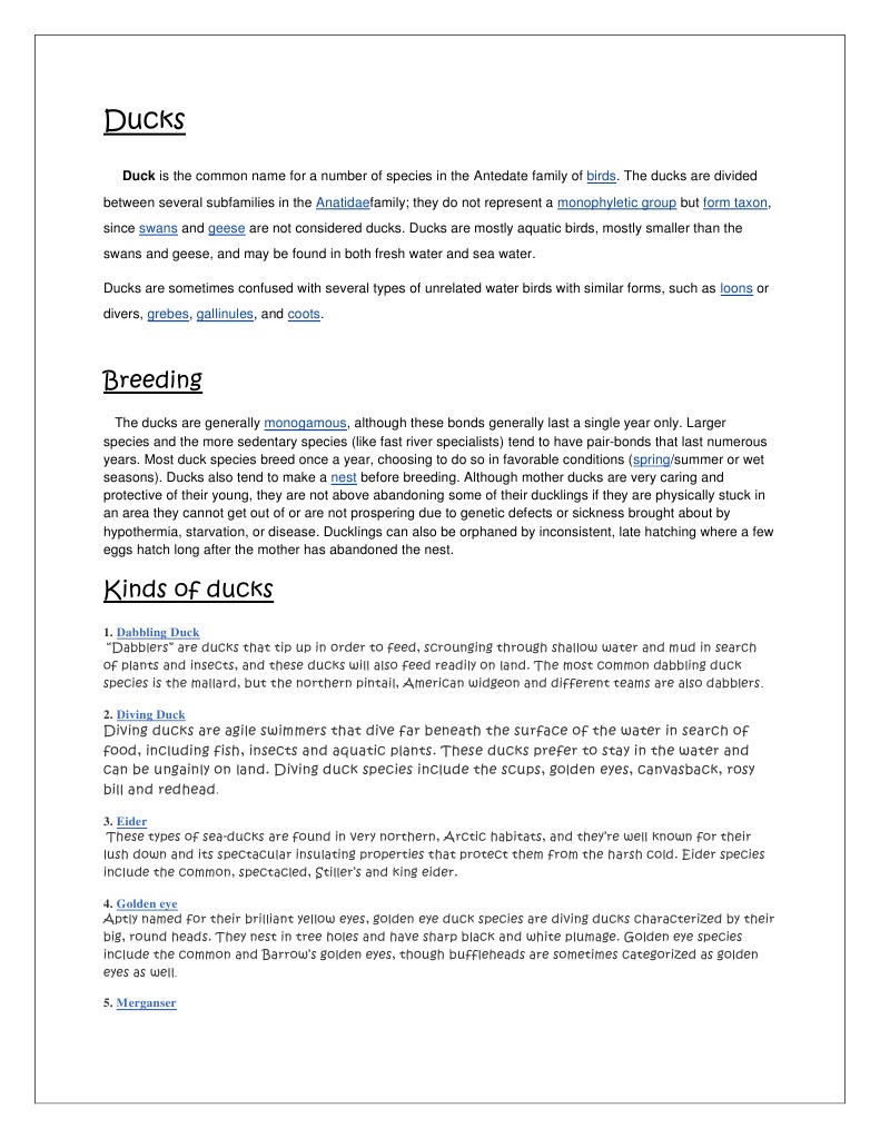 Ducks | PDF | Duck | Birds