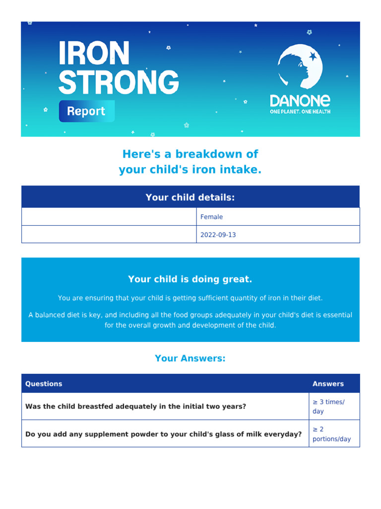 Assessing Your Child's Iron Intake | PDF | Foods | Vegetables