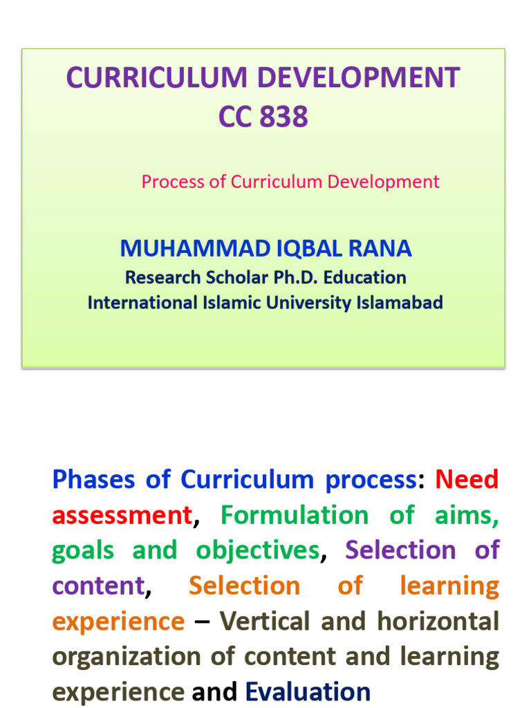 Processof Curriculum Development Unit 3 | PDF | Curriculum | Learning