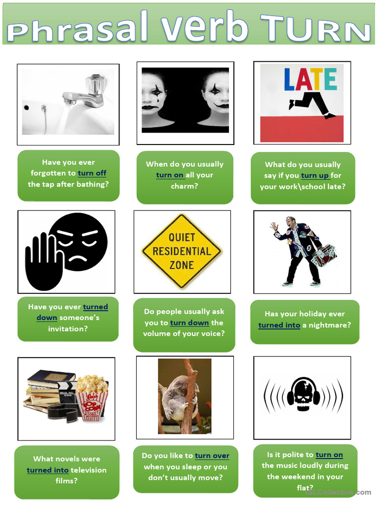 Phrasal Verb Turn Speaking Cards Speaking Activity | PDF