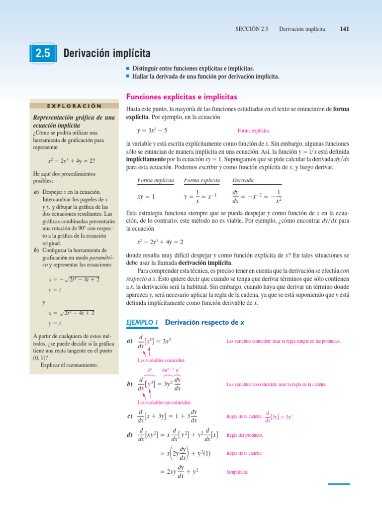 Derivación Implícitas Eje. 2.5 (2016) | PDF | Derivado | Ecuaciones