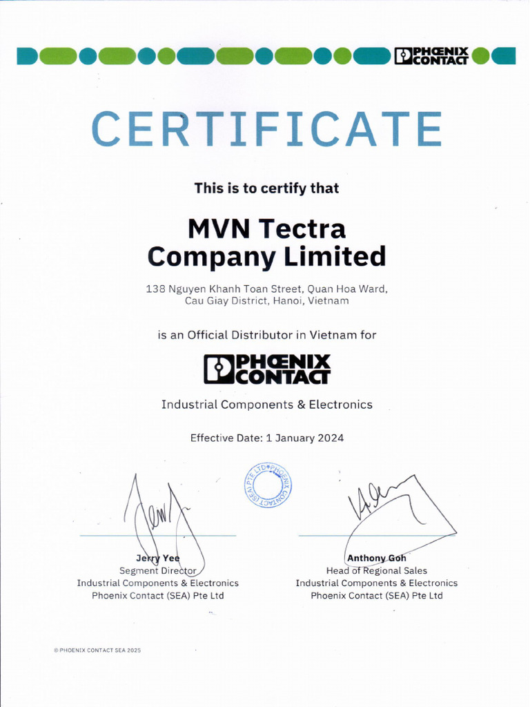 2025_Distributor Cert (PXC-MVN) | PDF