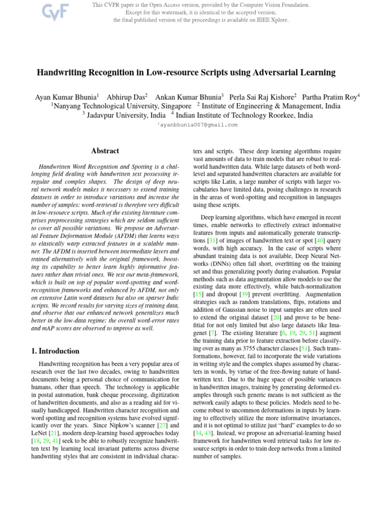 Bhunia Handwriting Recognition in Low-Resource Scripts Using Adversarial Learning CVPR 2019 ...
