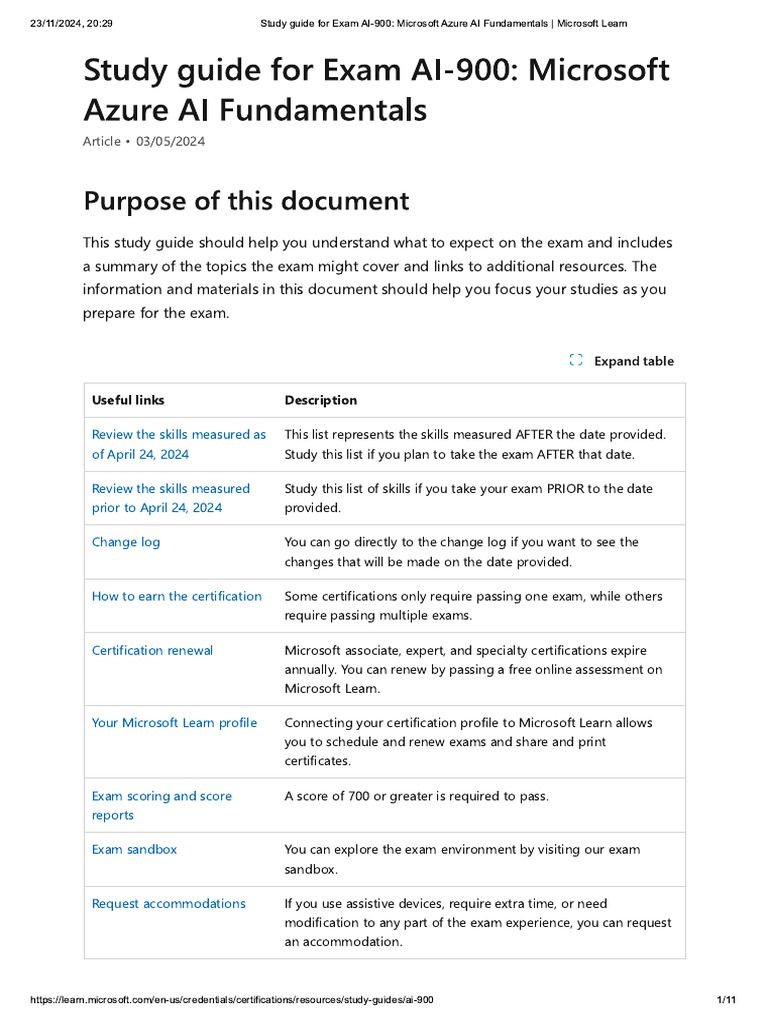 Study Guide For Exam AI-900 | PDF
