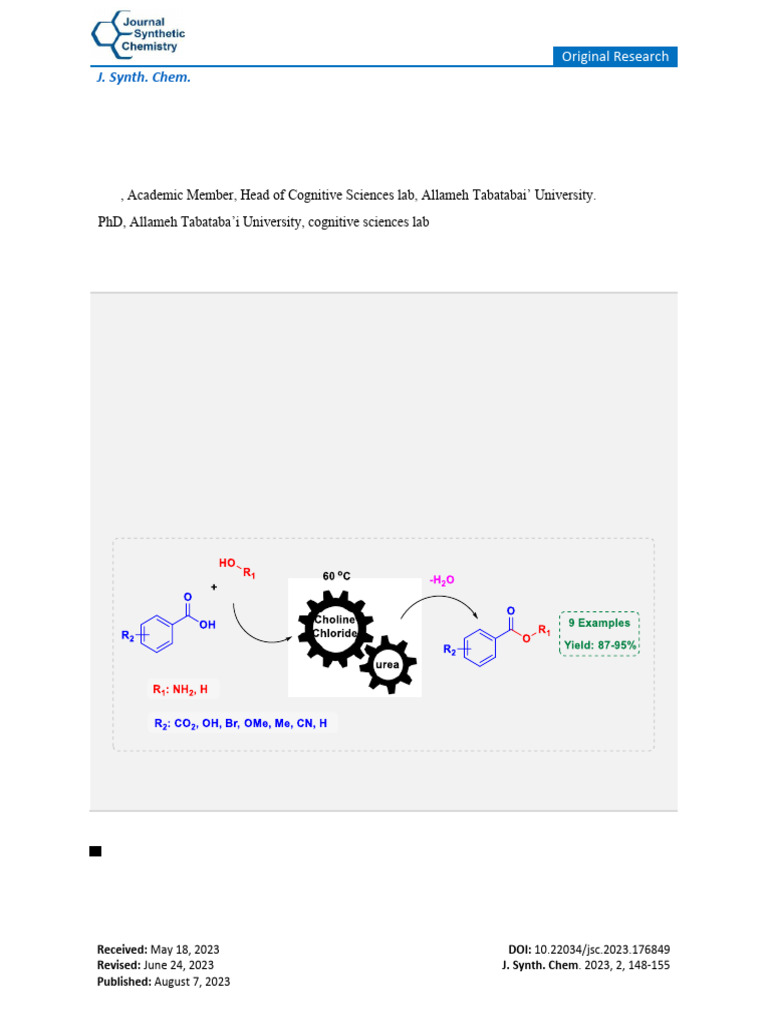 JSC - Volume 2 - Issue 2 - Pages 148-155 | PDF | Organic Synthesis ...