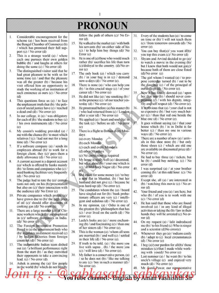 Pronoun (Error Pro) | PDF