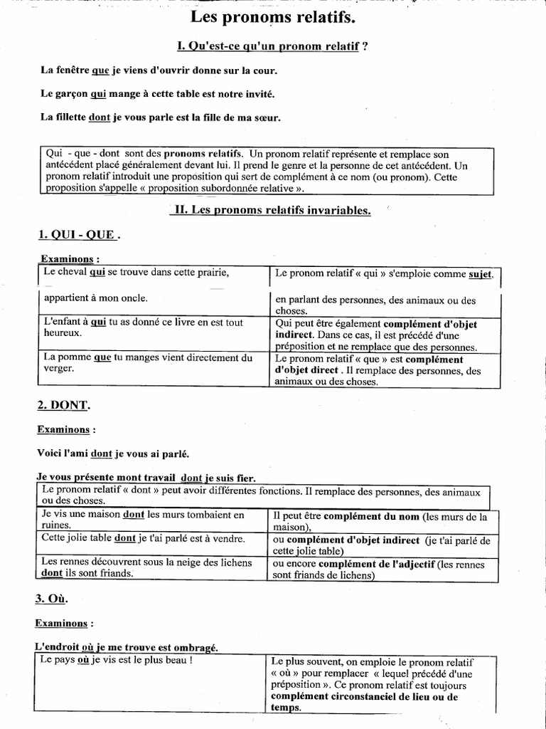 Pronom Relatif | PDF