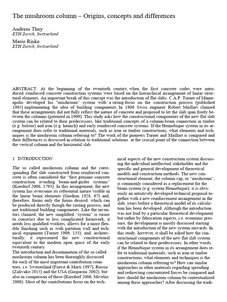 The Mushroom Column Origins Concepts and | PDF | Beam (Structure ...