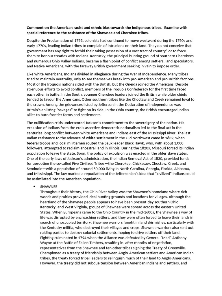 Racial and Ethnic Bias Towards Indigenous Tribe | PDF | Cherokee | Tecumseh
