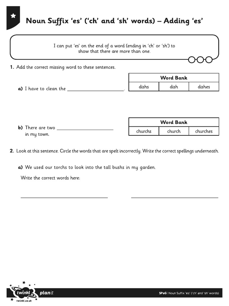 T L 5494 Adding Es CH and SH Activity Sheet | PDF