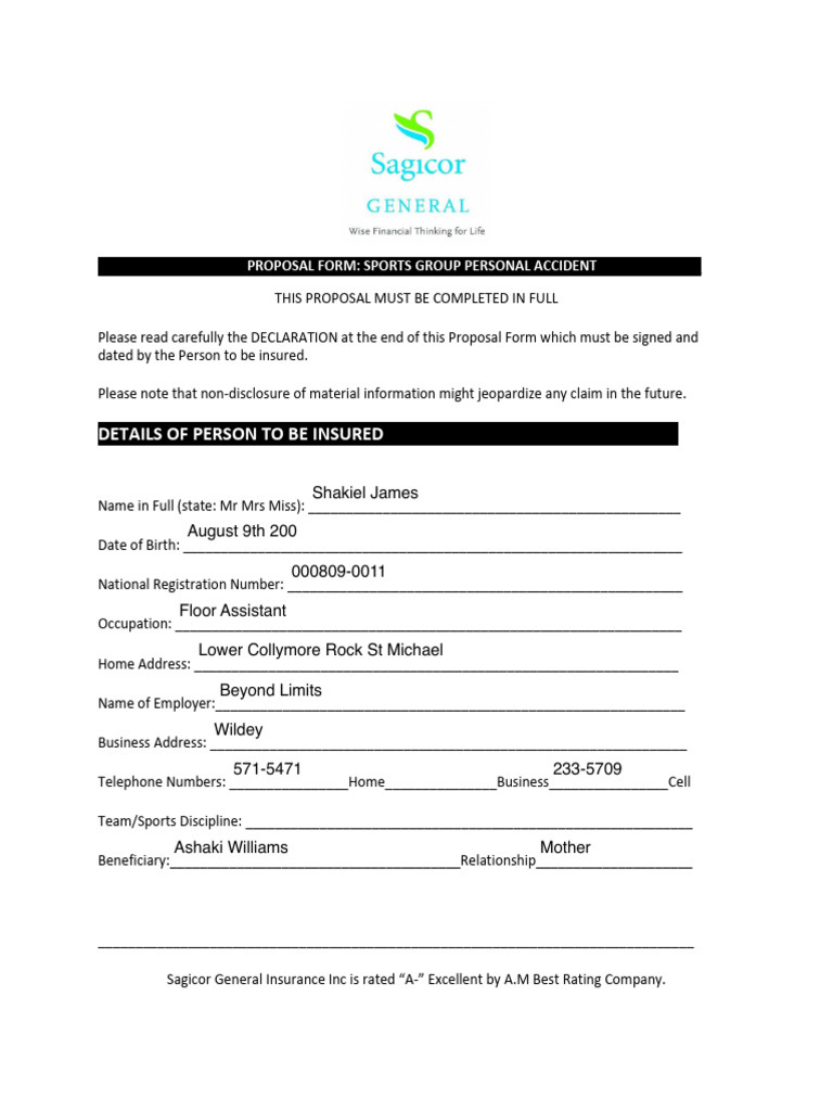 INSURANCE PROPOSAL FORM-fillable | PDF | Insurance