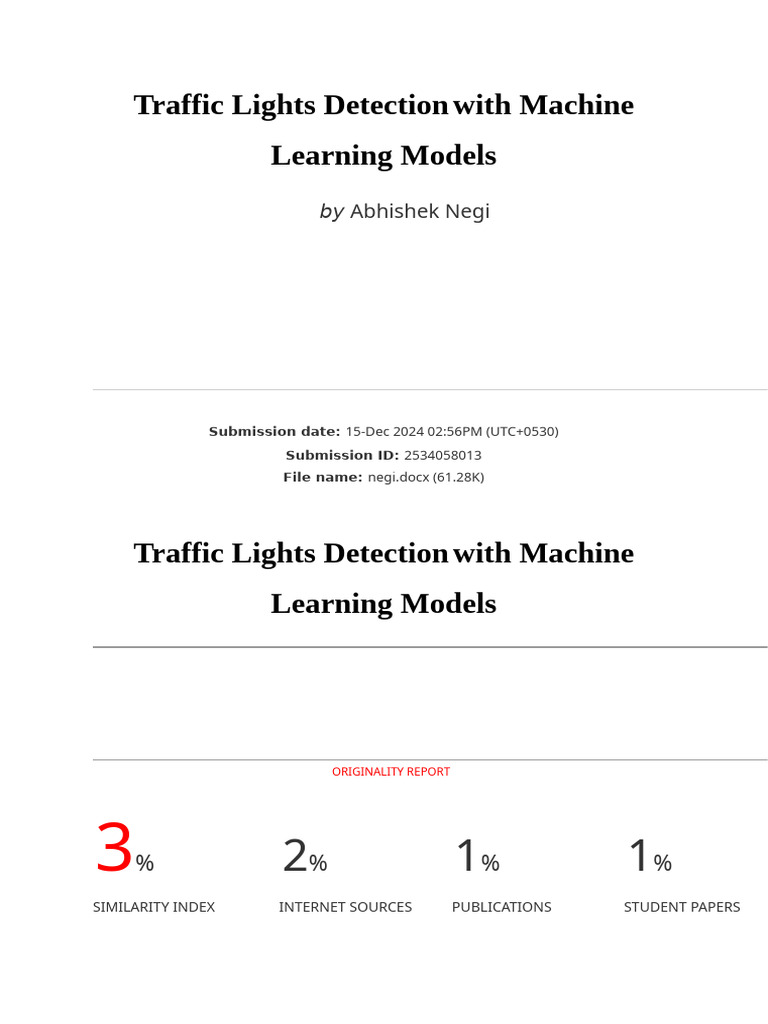 Traffic Lights Detection With Machine Learning Models | PDF