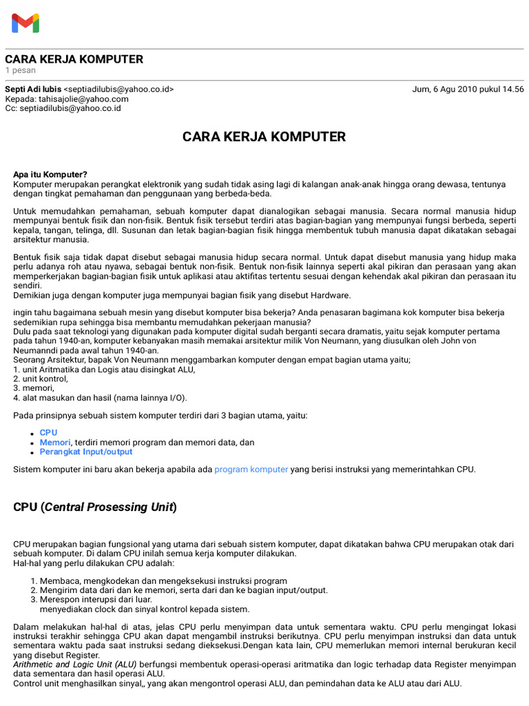 Cara Kerja Komputer | PDF