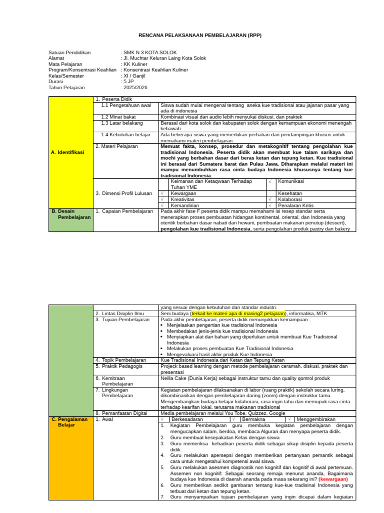 Contoh RPP Deep Learning | PDF