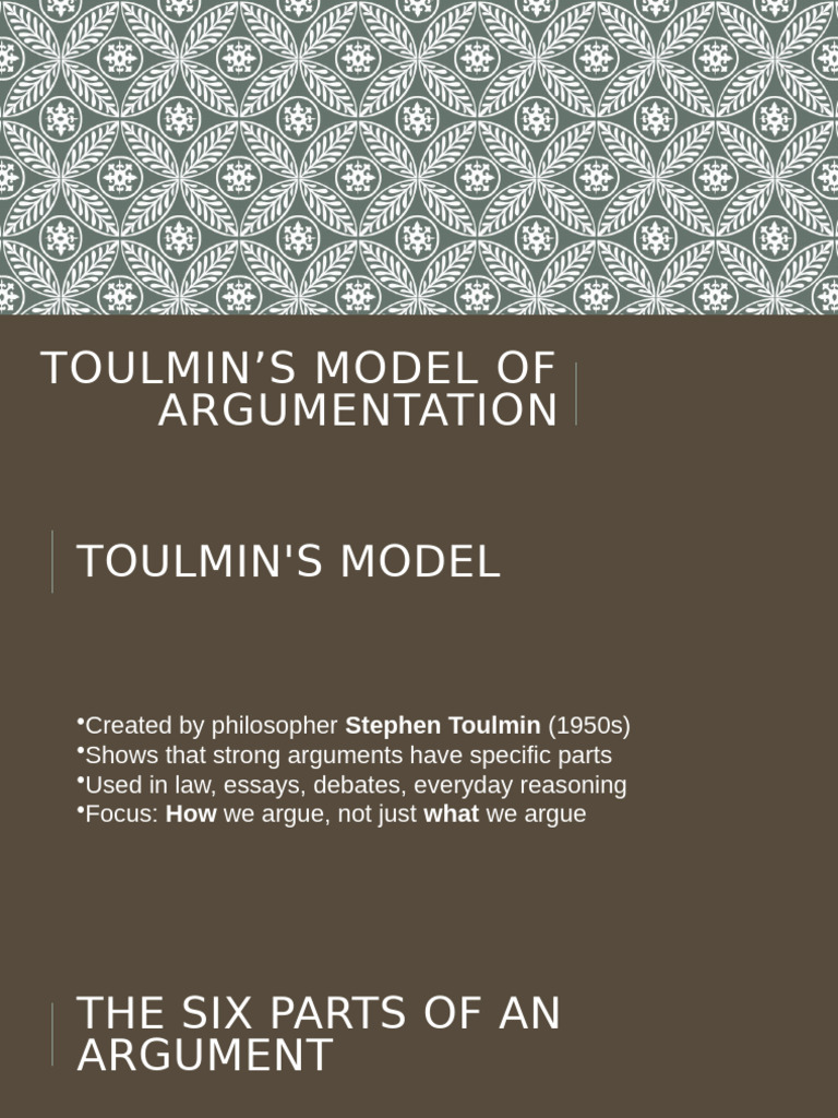 Toulmins Model Of Argumentation Pdf Fallacy Argument