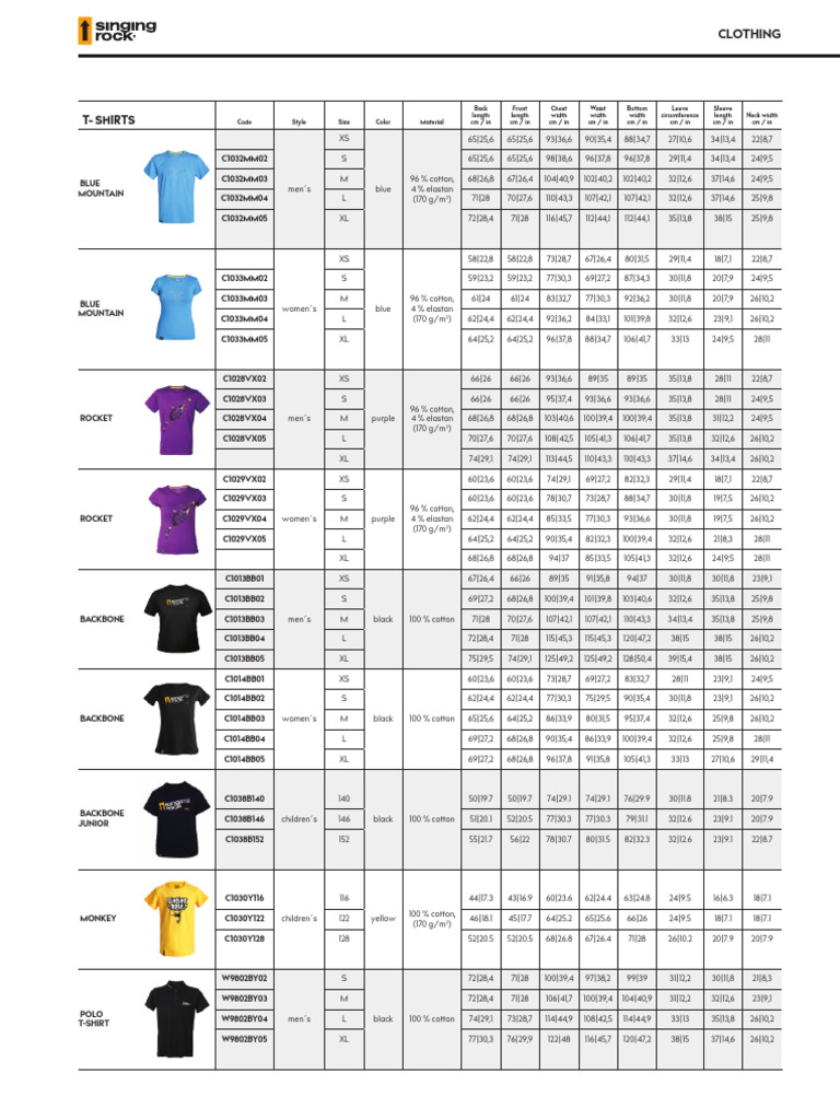 Comprehensive Clothing Size Charts | PDF | Clothing | Fashion