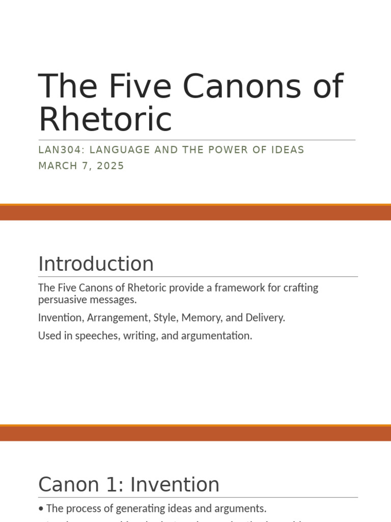 Five Canons of Rhetoric | PDF | Persuasion | Communication