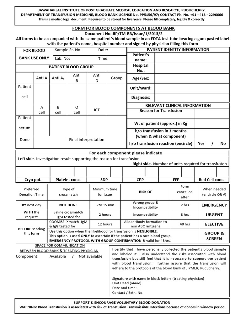 TM-Form-1-Blood-Requisition-form | PDF | Blood Transfusion | Blood Type