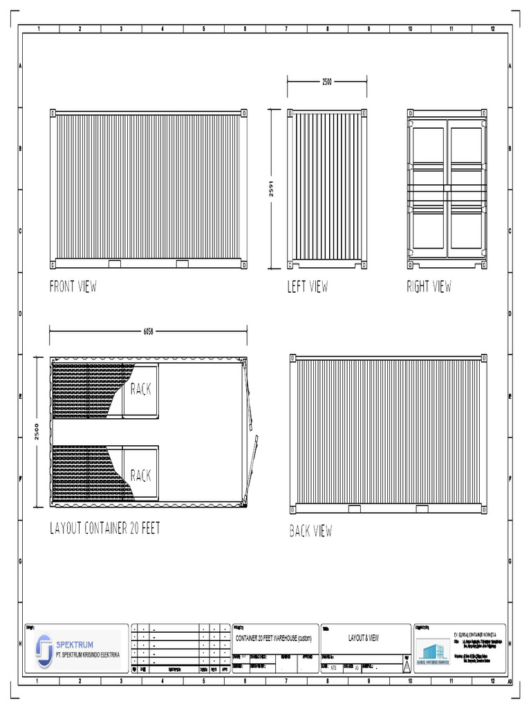 Revisi Gambar-Container 20 FT Warehouse Custom-PT Spektrum | PDF