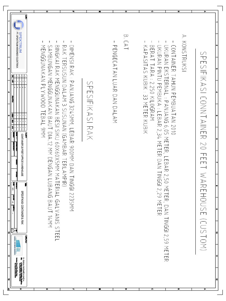 Spesifikasi Container 20 Feet Warehouse Custom-PT SKE | PDF