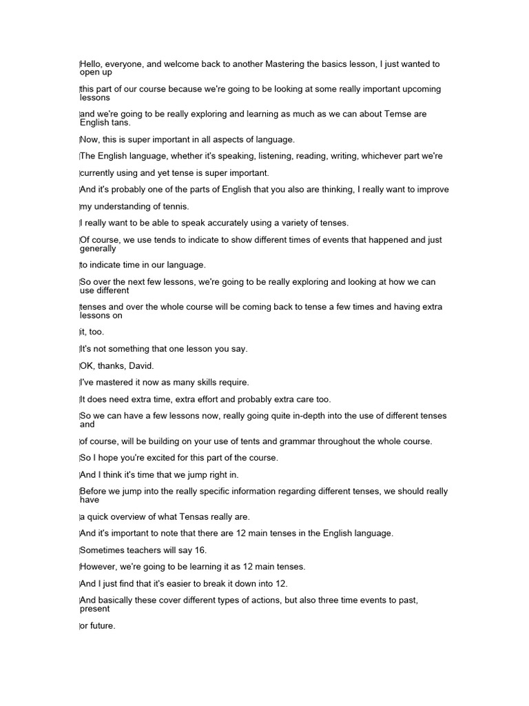 10 - Tense Masterclass Introduction and Present Part 1 English | PDF ...