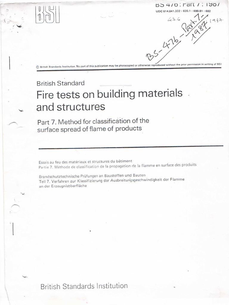 BS476 Part7 | PDF