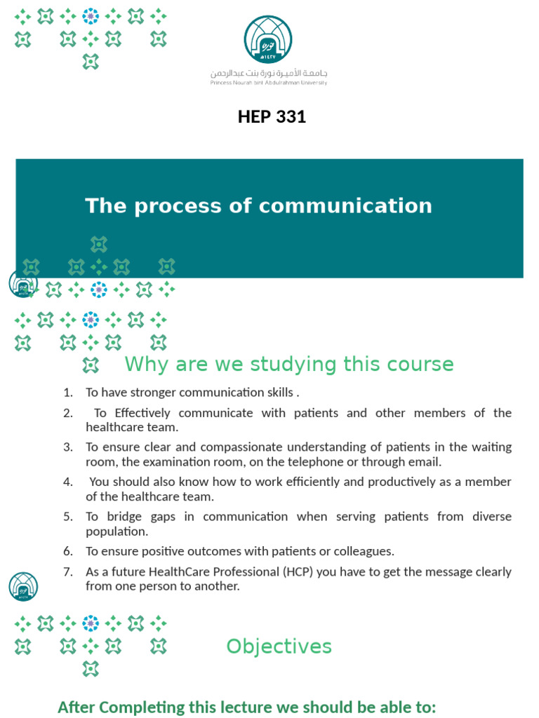 1 - Hep 331 Communication Process | PDF | Communication | Medical ...
