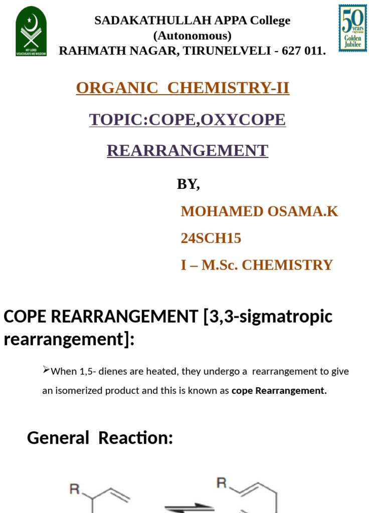 Cope and Oxy-Cope Rearrangement Overview | PDF