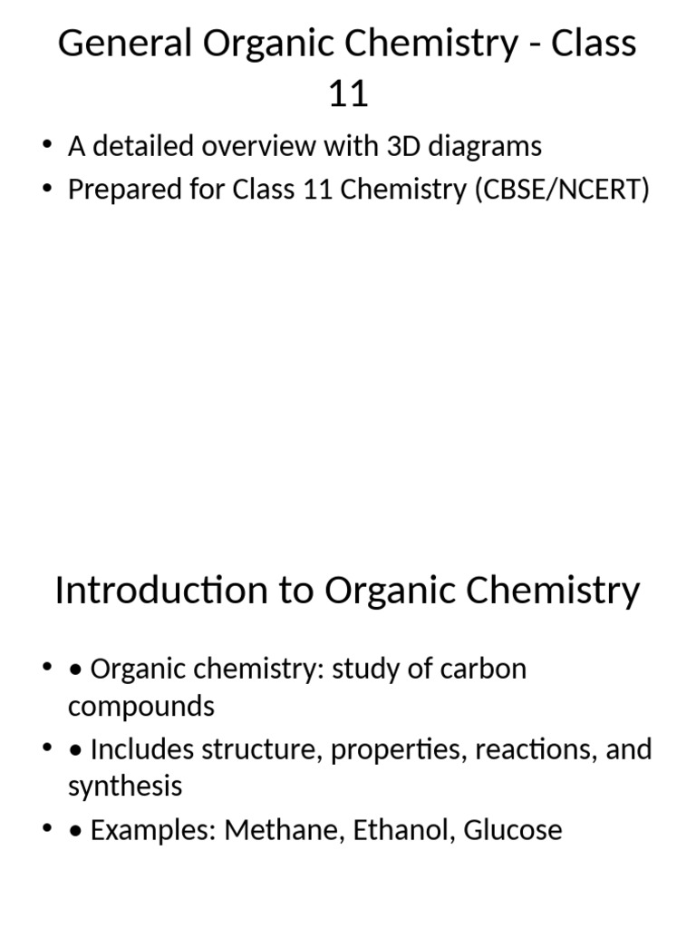 General Organic Chemistry Class11 | PDF