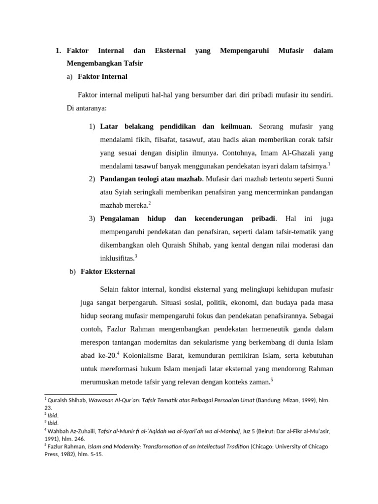 Faktor Internal Dan Eksternal Yang Mempengaruhi Mufasir Dalam Mengembangkan Tafsir | PDF