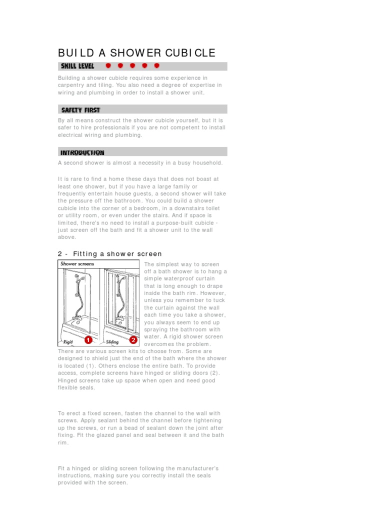 Build A Shower Cubicle | PDF
