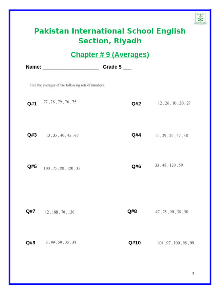 g5 Chapter 9 2ND WORKSHEET | PDF